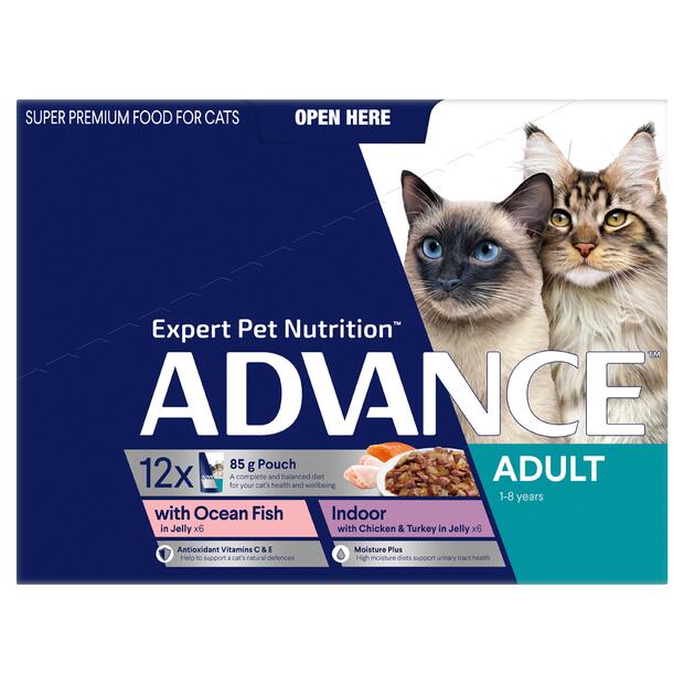 Advance Adult Ocean Fish Indoor Chicken And Turkey In Jelly Wet Cat ...