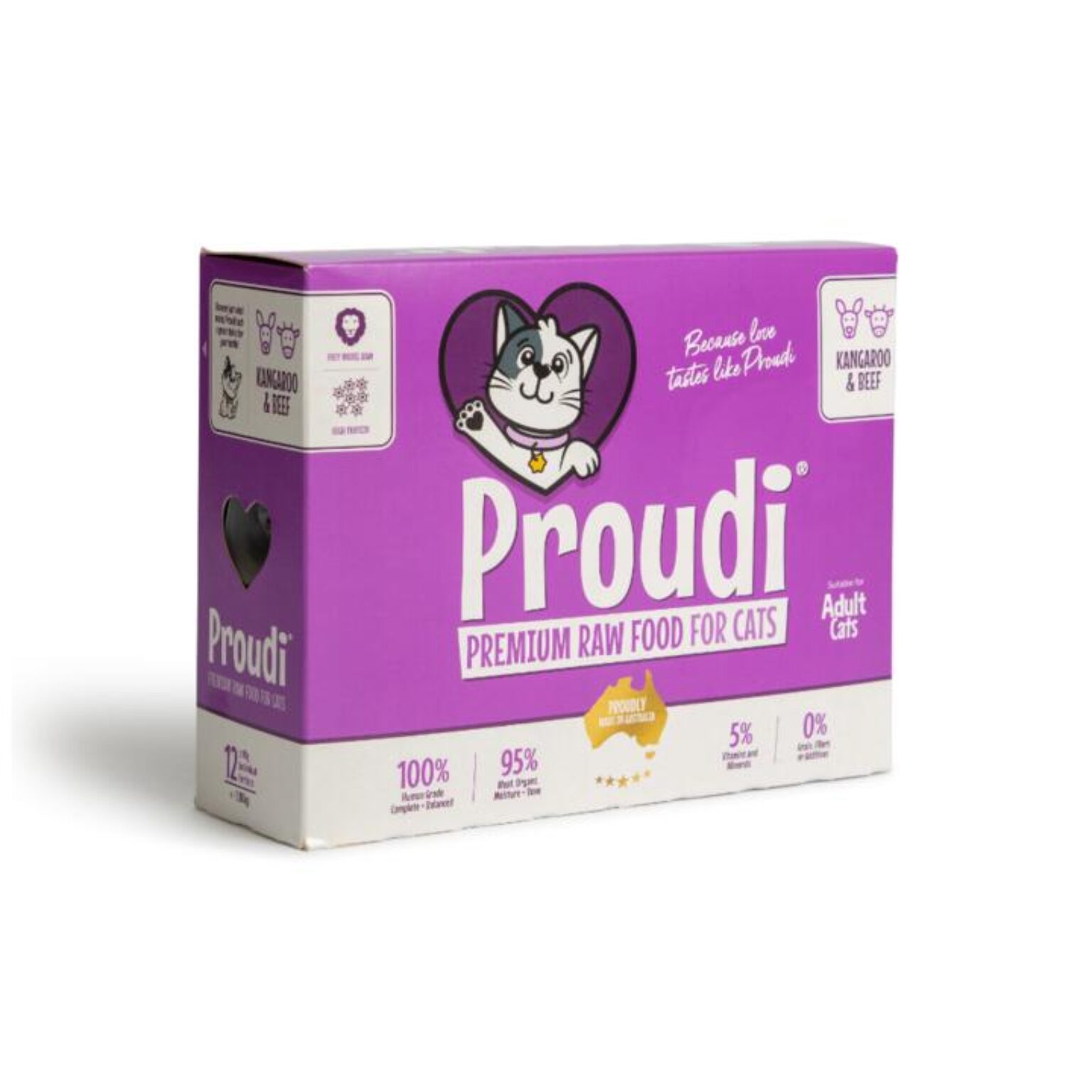 Proudi Premium Raw Kangaroo And Beef Frozen Cat Food | Pet Food Reviews ...